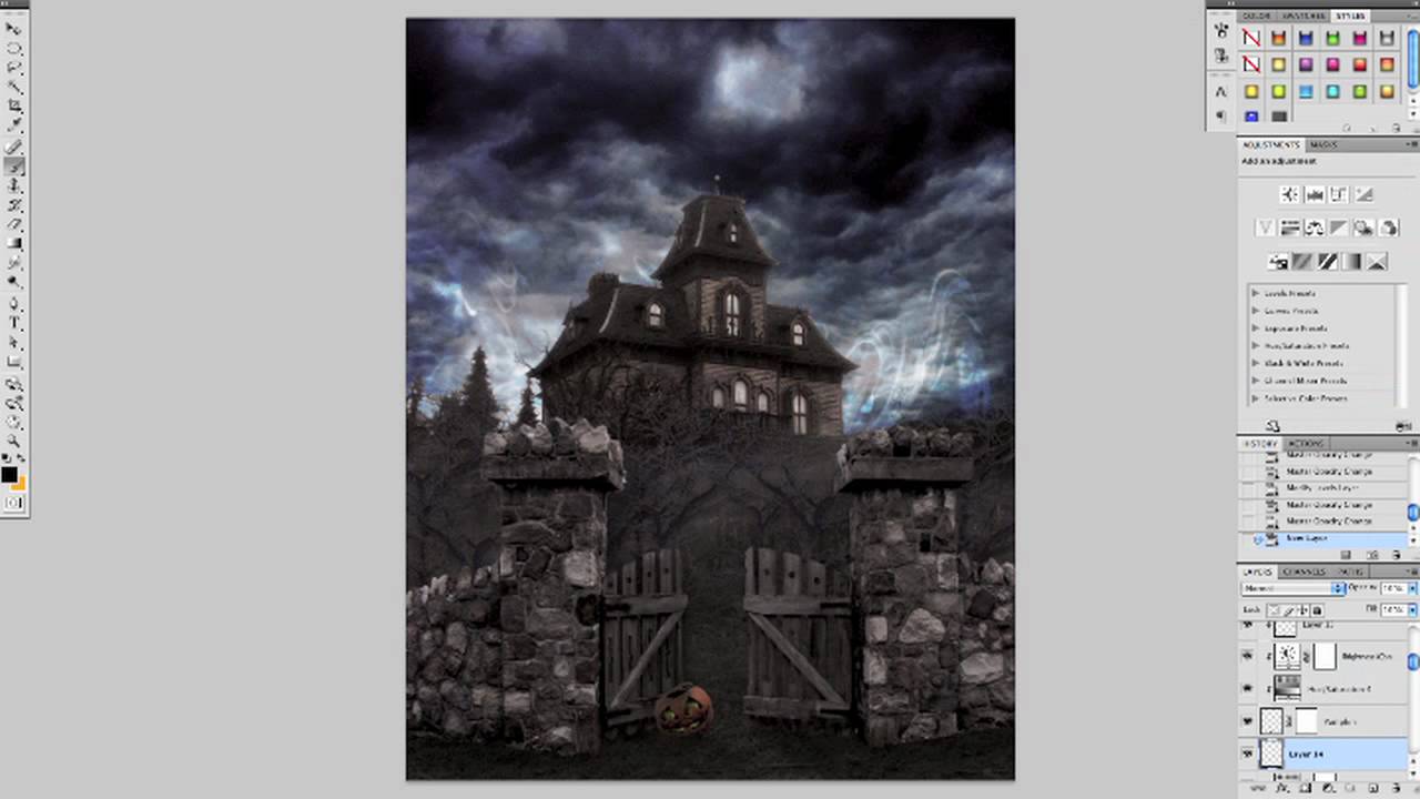 Photo Manipulation in Photoshop CS4 -- Haunted House - YouTube