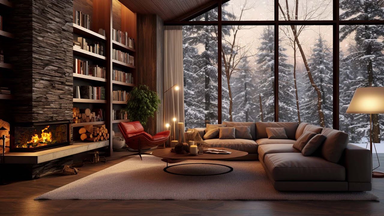 Snowy Window Bliss | Cozy Fireplace Ambience in a Winter Forest - Sleep ...