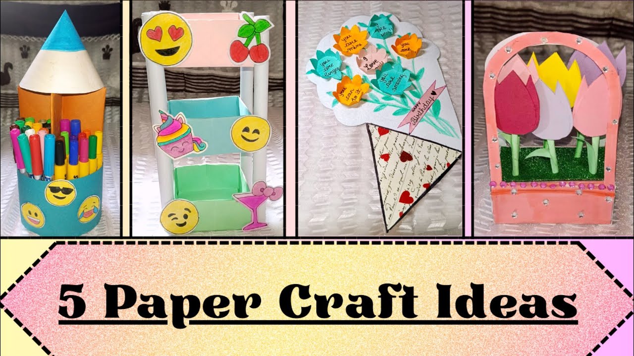 Easy Paper Craft Ideas/ 5 Unique Paper Craft #diy #papercraft #easy ...