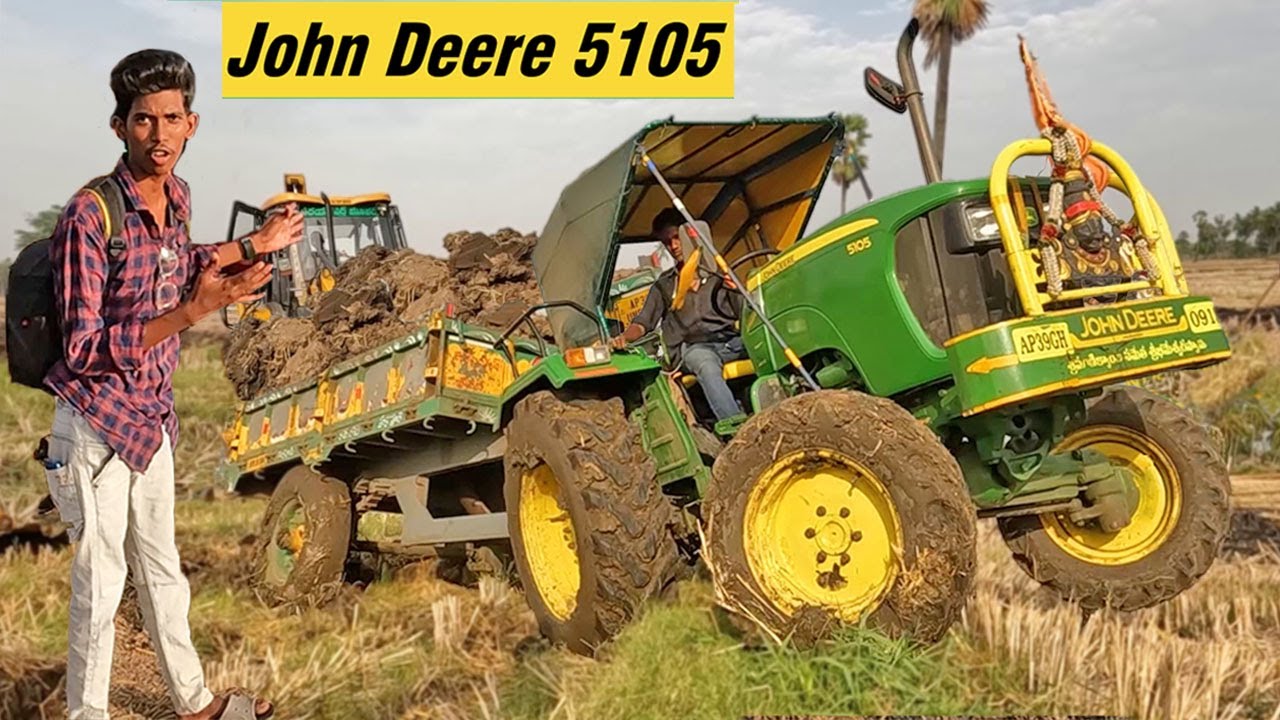 CRAZY John Deere 5105 Tractor Stuck in Mud Badly | JCB Backhoe 3DX ...