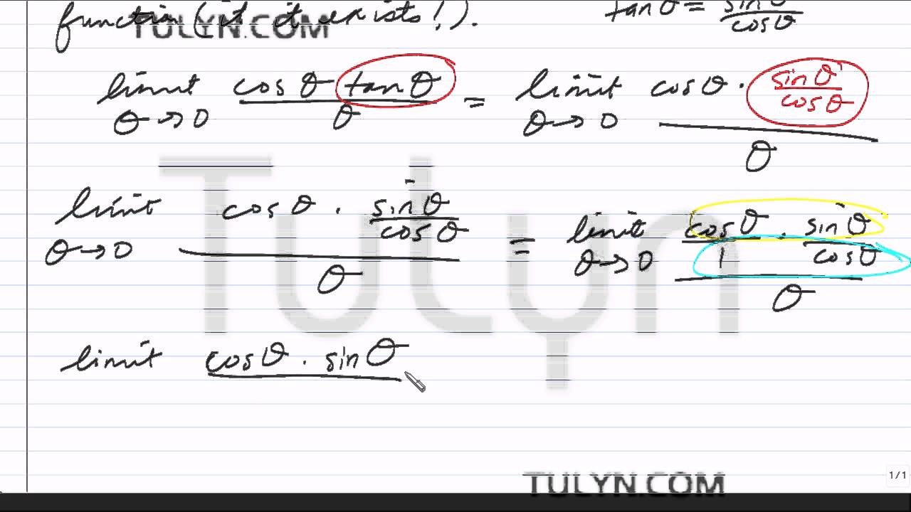 Squeeze Theorem Sin Tan Trigonometric Limit YouTube