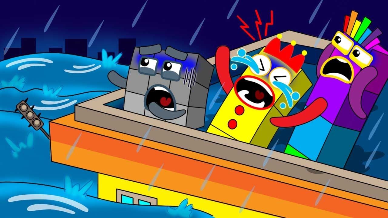Help, Our House in Heavy Rainstorm! Numberblocks 3 7 9 Trapped in ...