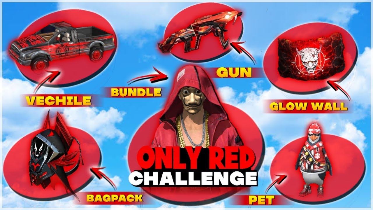 Only Red Challenge 🔴 Solo Vs Squad🔥 Red Bundle - Red Gun - Red glow ...
