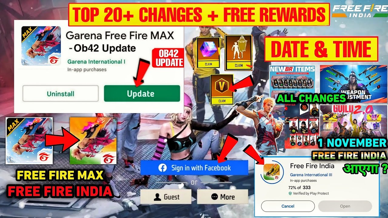 Date & Time Ob42 New Update 🔥 Free Fire India | FF Max New Ob42 Update ...