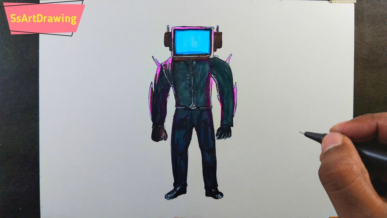 How to Draw a TV Daddy's | Purple TV Man in Skibidi toilet 74 - YouTube