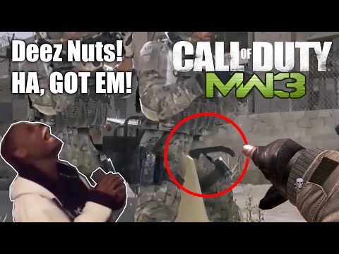 DEEZ NUTS! GOT EM! MW3 THROWING KNIFE LOL