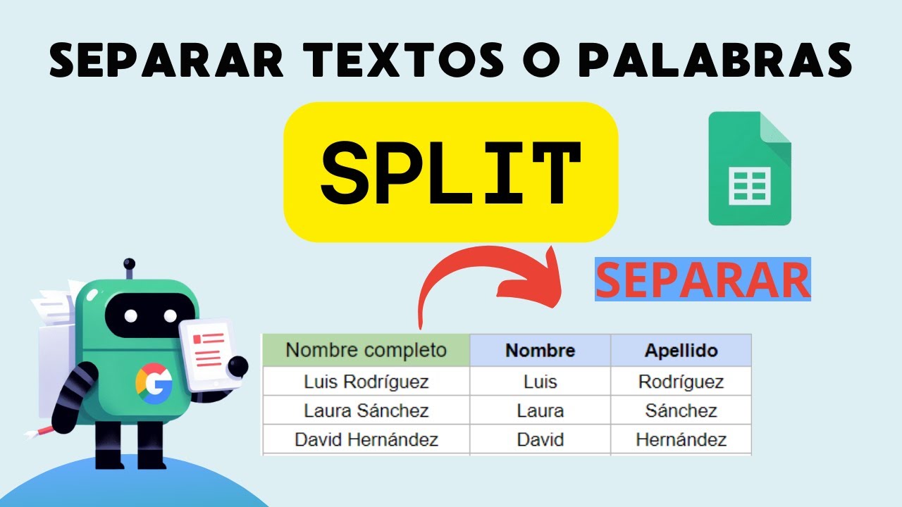 FUNCION SPLIT - Separar palabras o textos Google Sheets - YouTube