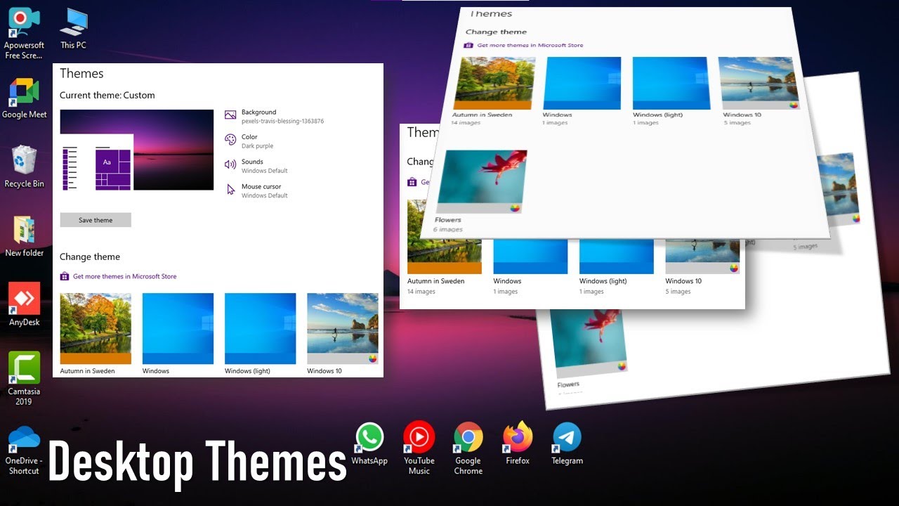 Windows 10 में Desktop themes कैसे लगाए | how to change tesktop theme ...