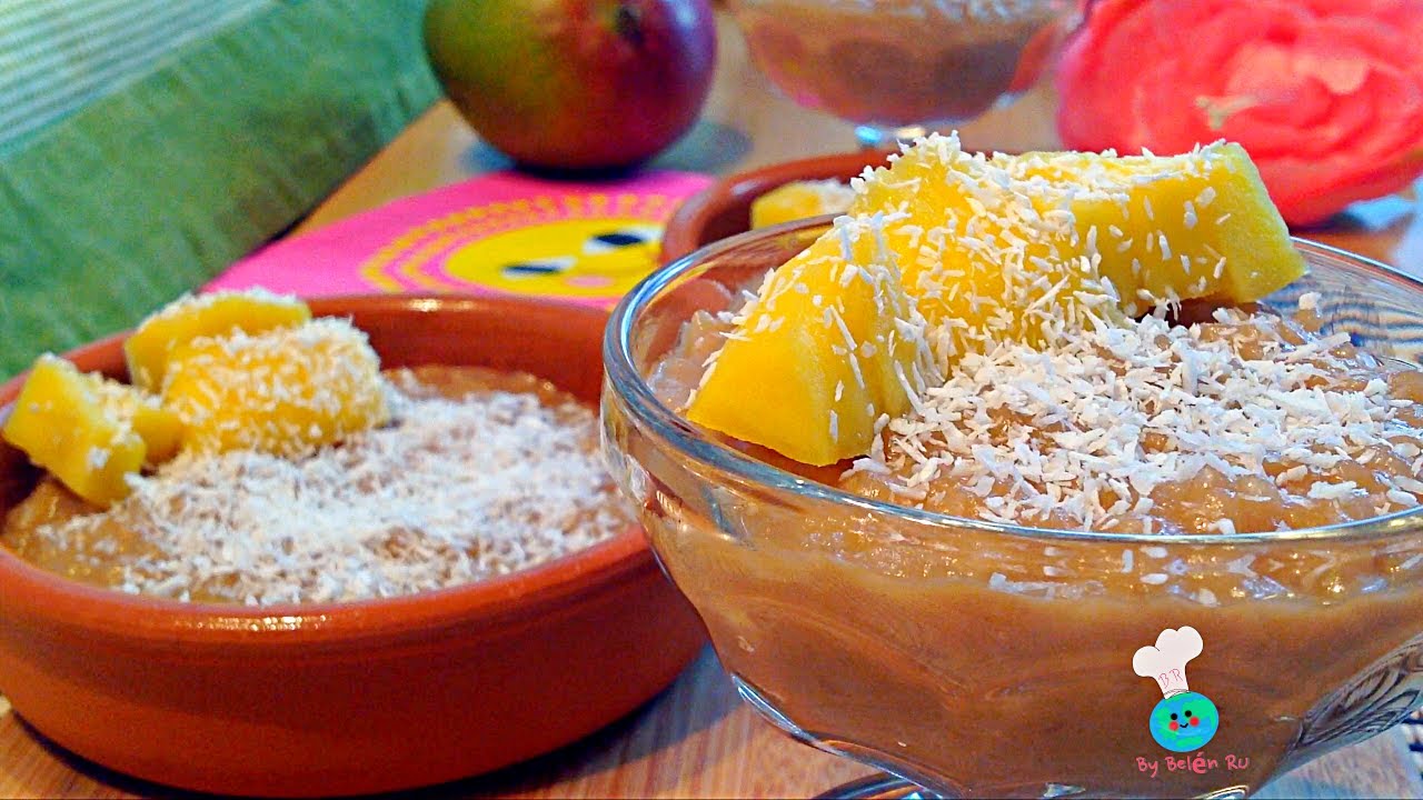 💚 MIRA este ARROZ DULCE con LECHE de COCO en LATA Y MANGO 🥭 POSTRE ...