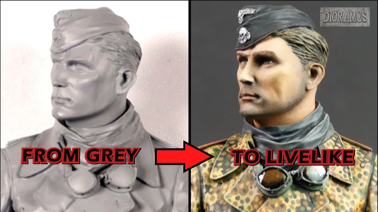 Timelapse Paint of a 1/10 Scale Resin Bust - German Panther Tank ...