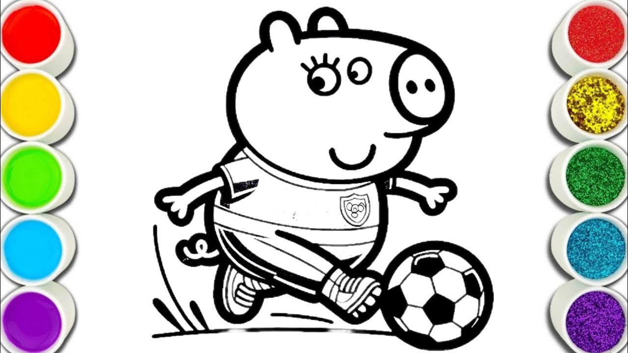 Peppa Pig Playing Volleyball Drawing Coloring pages for kids and ...
