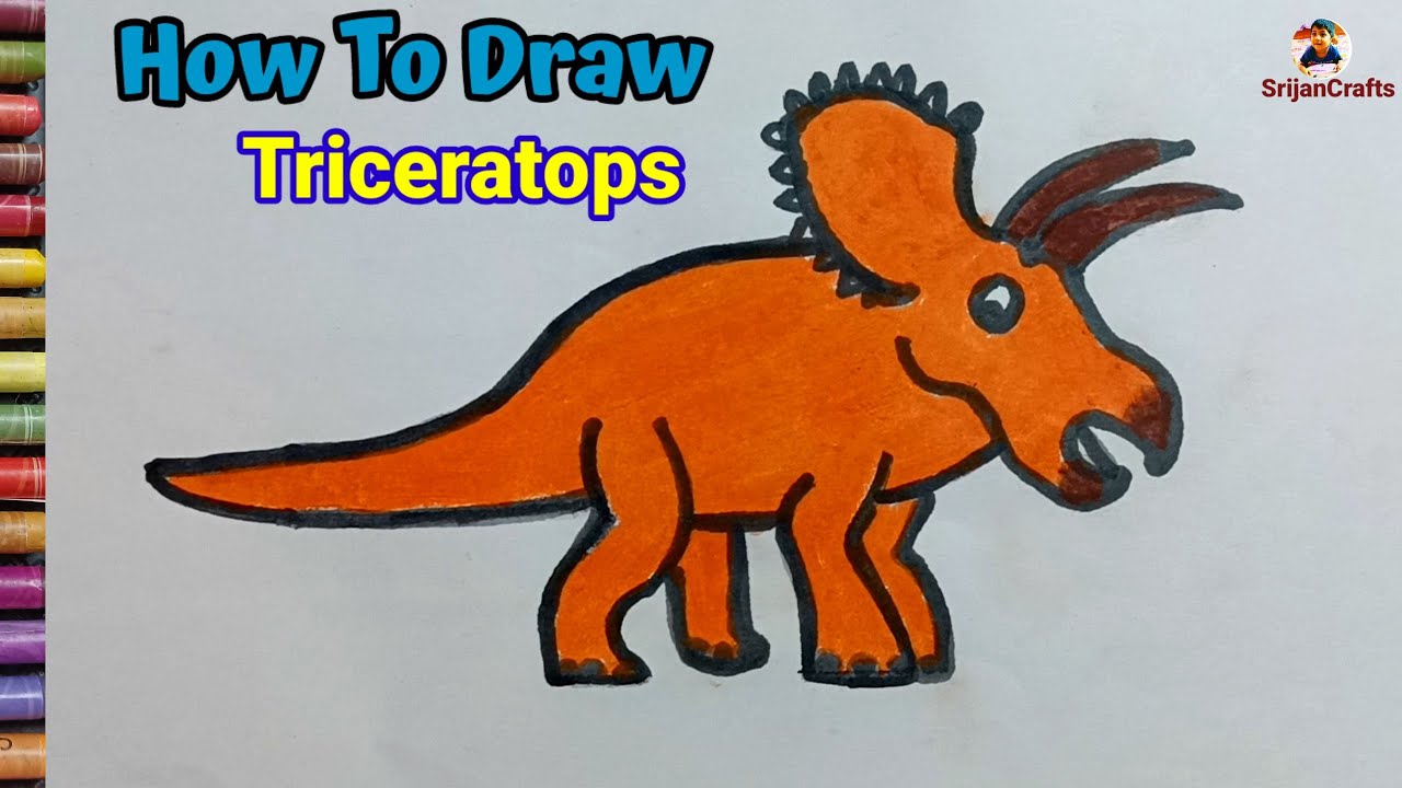 How to Draw a Simple Triceratops | Step-by-Step Lesson | cute drawings ...