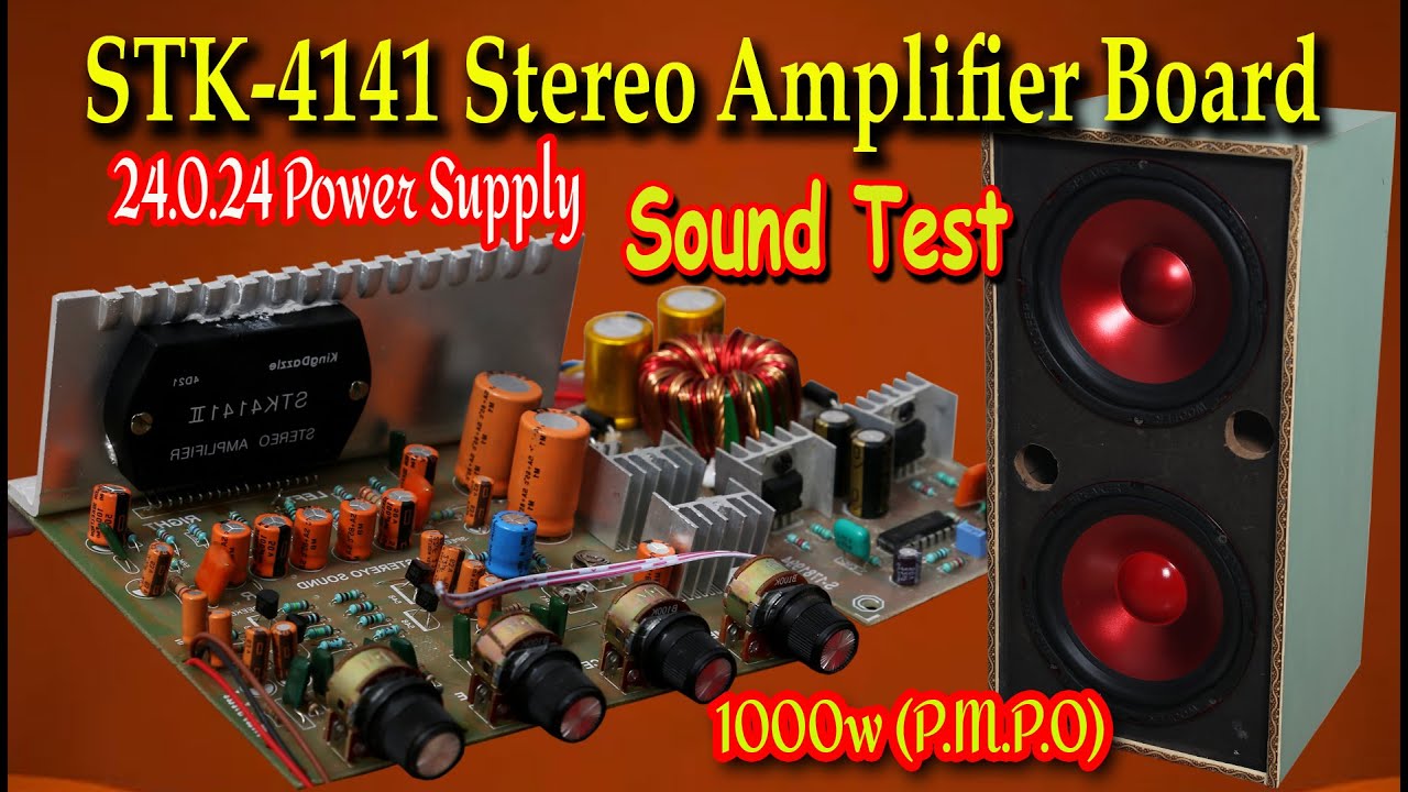 stk 4141 ac/dc stereo amplifier Board Sound Test & Review With 12v to ...