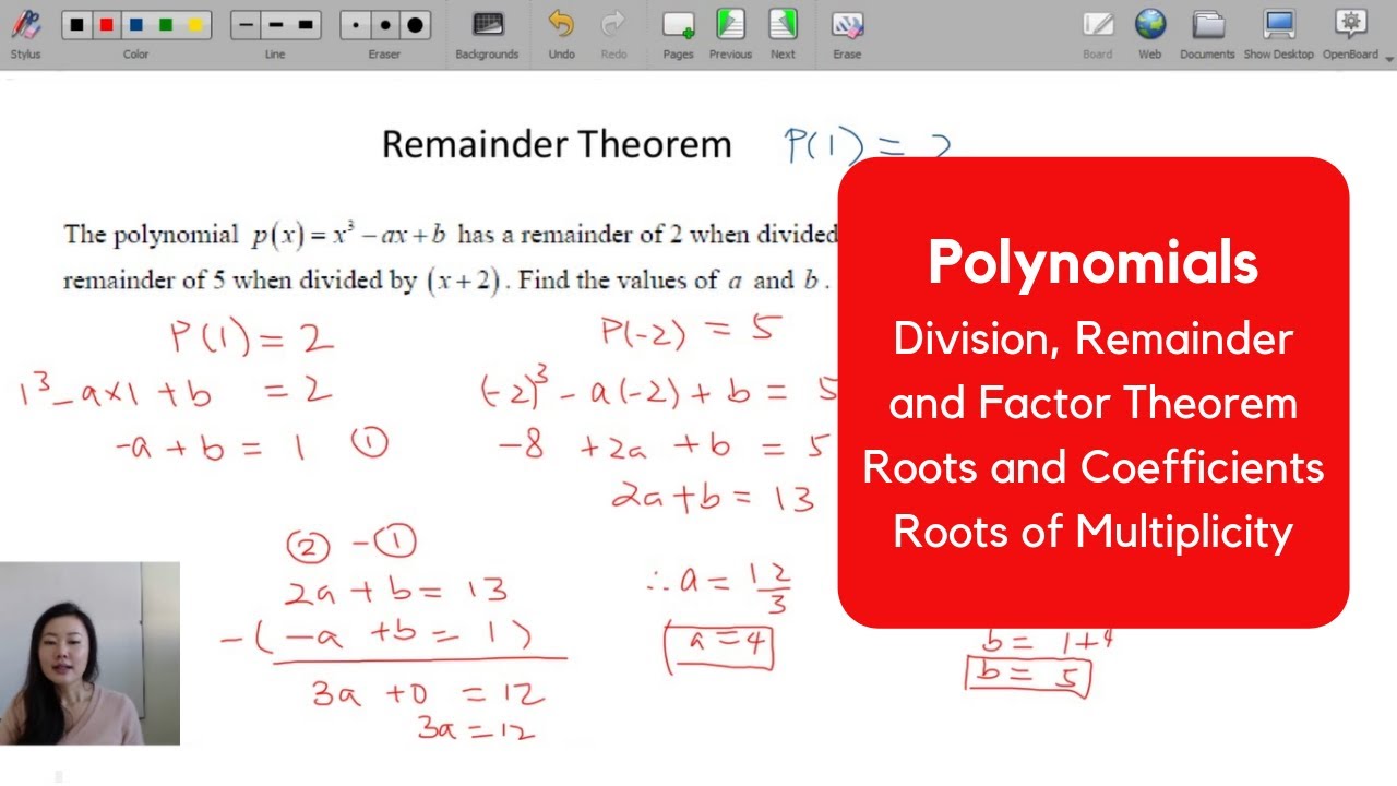 Polynomials – Division, Remainder and Factor Theorem, Roots and ...