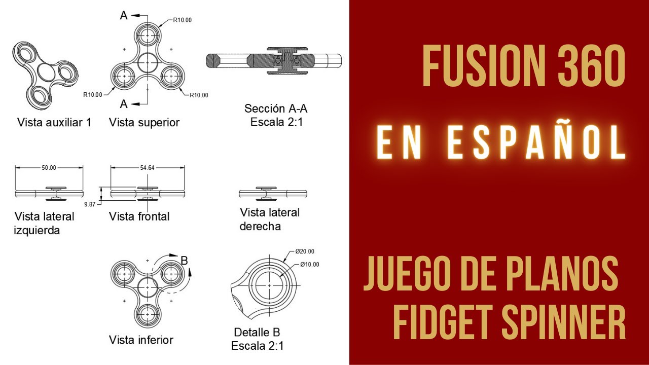 Fusion 360 Fidget spinner juego de planos - YouTube