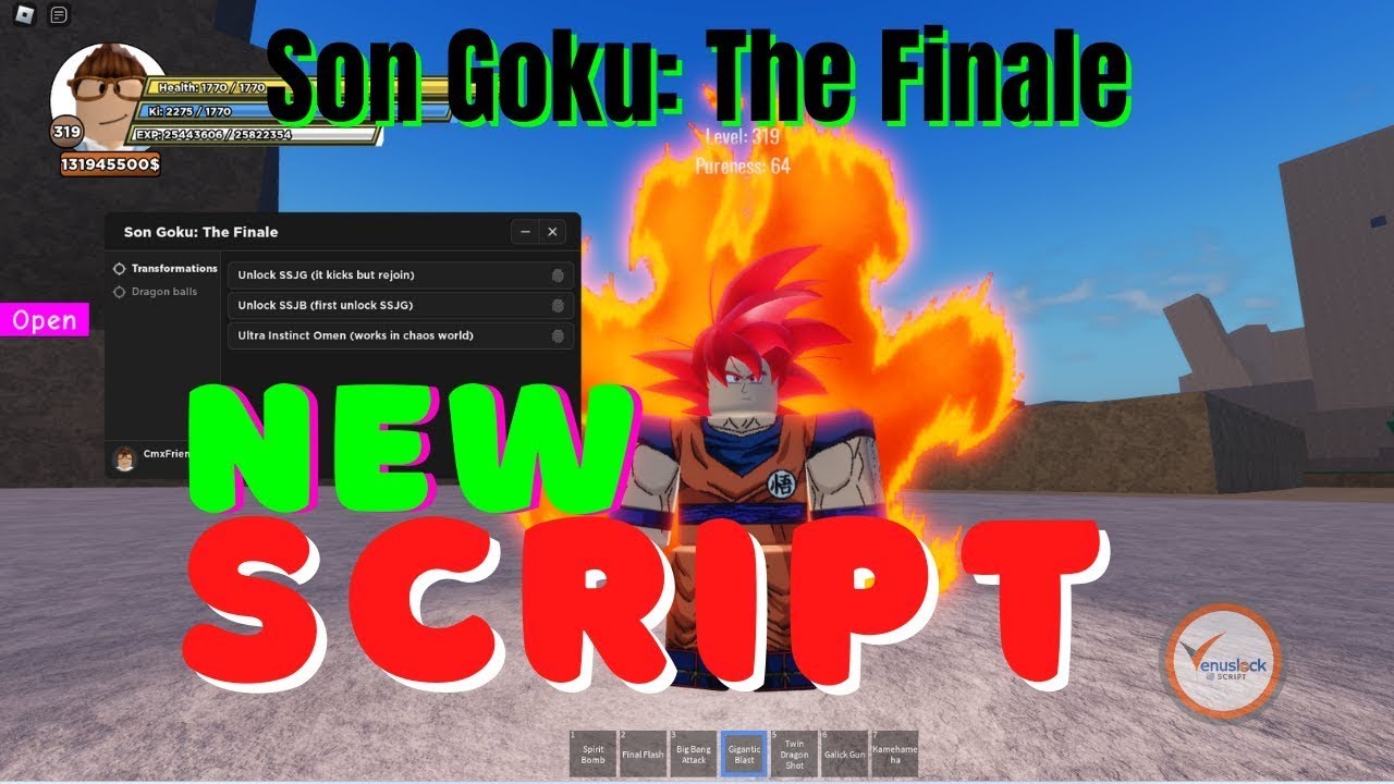 Son Goku The Finale Script | Unlock SSJG | Spawn Shenron - YouTube