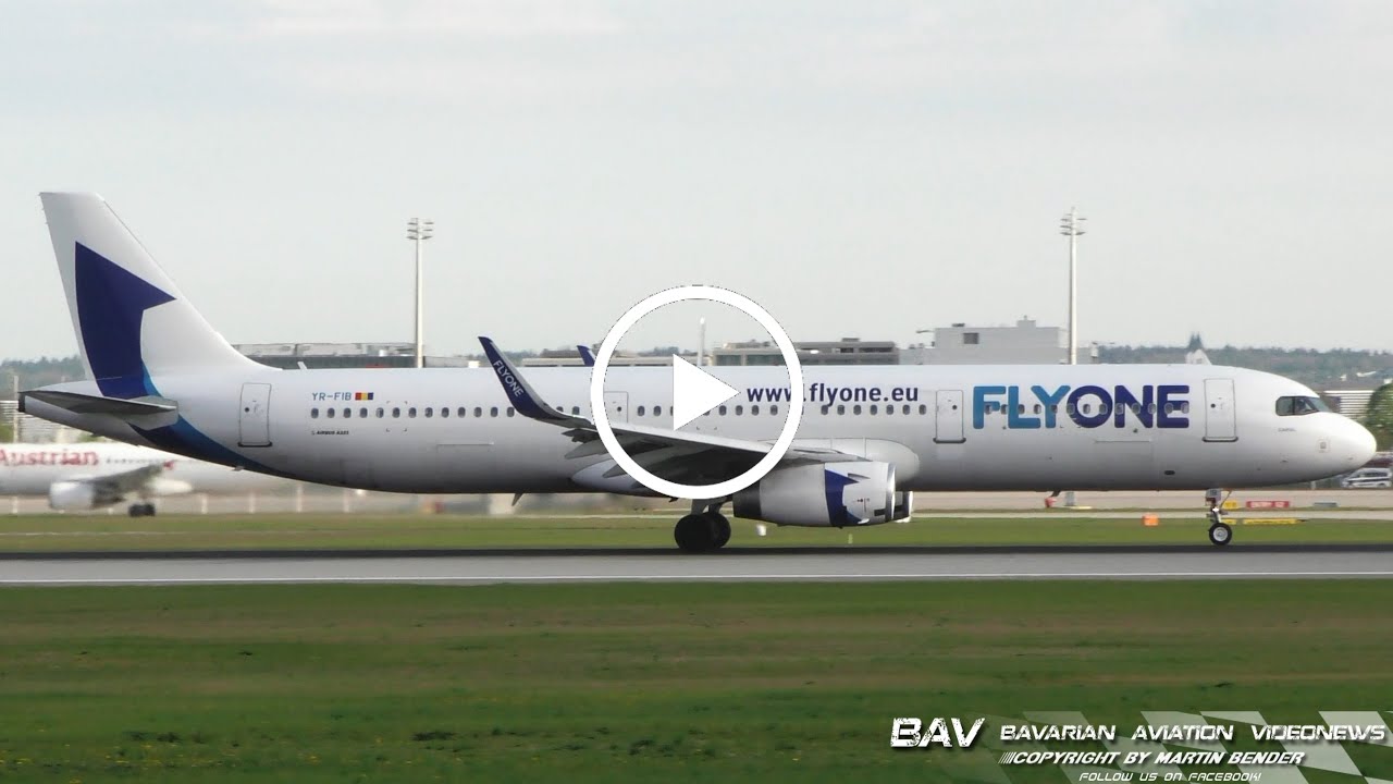 Airbus A321 - FlyOne YR-FIB - takeoff at Munich Airport - YouTube