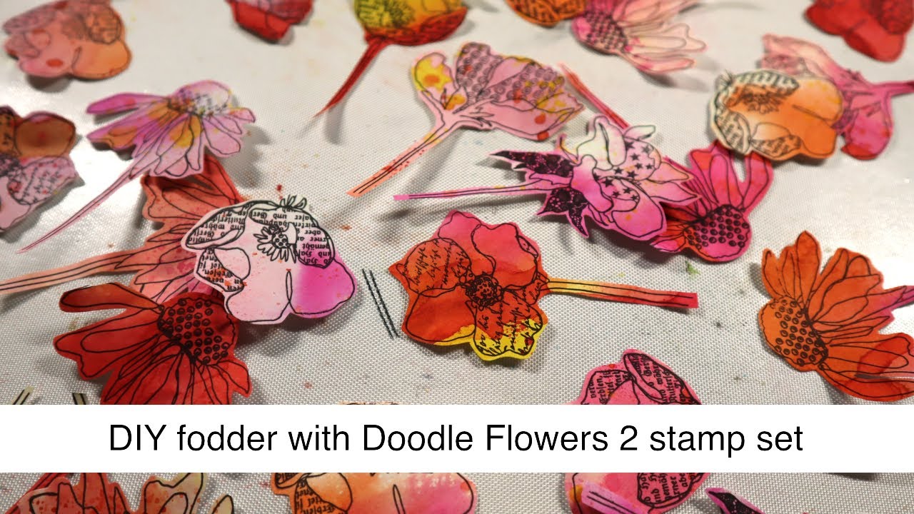 Flower fodder with Distress Inks and Doodle Flowers 2 stamp set - YouTube