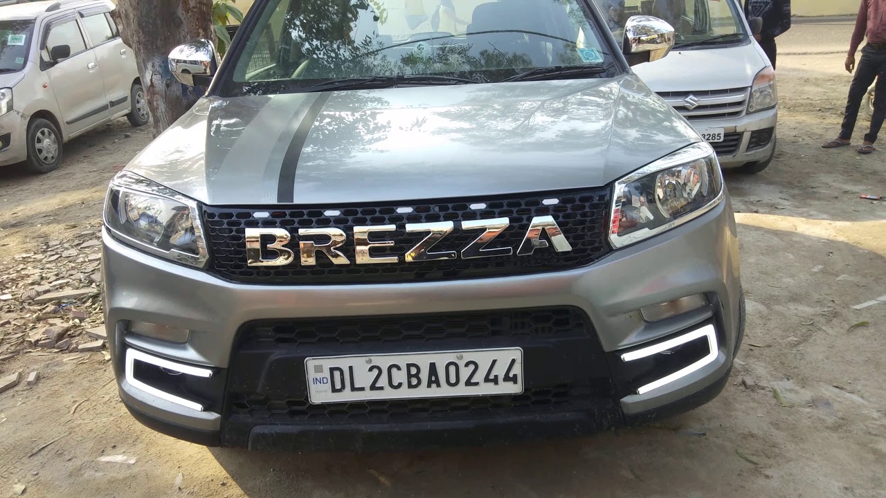 Brezza C DRL LED Fog Lights and front grill with yellow led light - YouTube