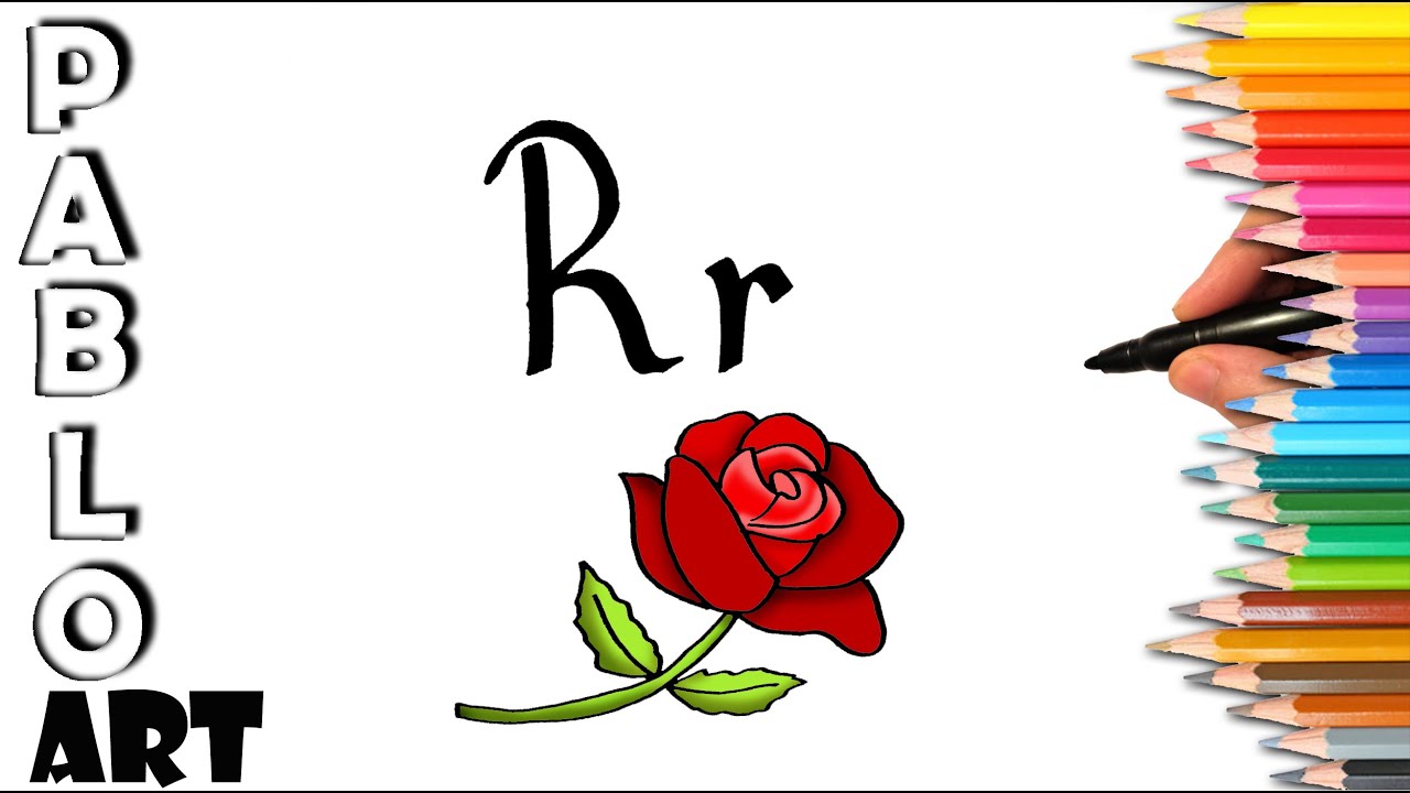 How to draw letter R for Rose 🌹 | Learn to Draw step by step - YouTube