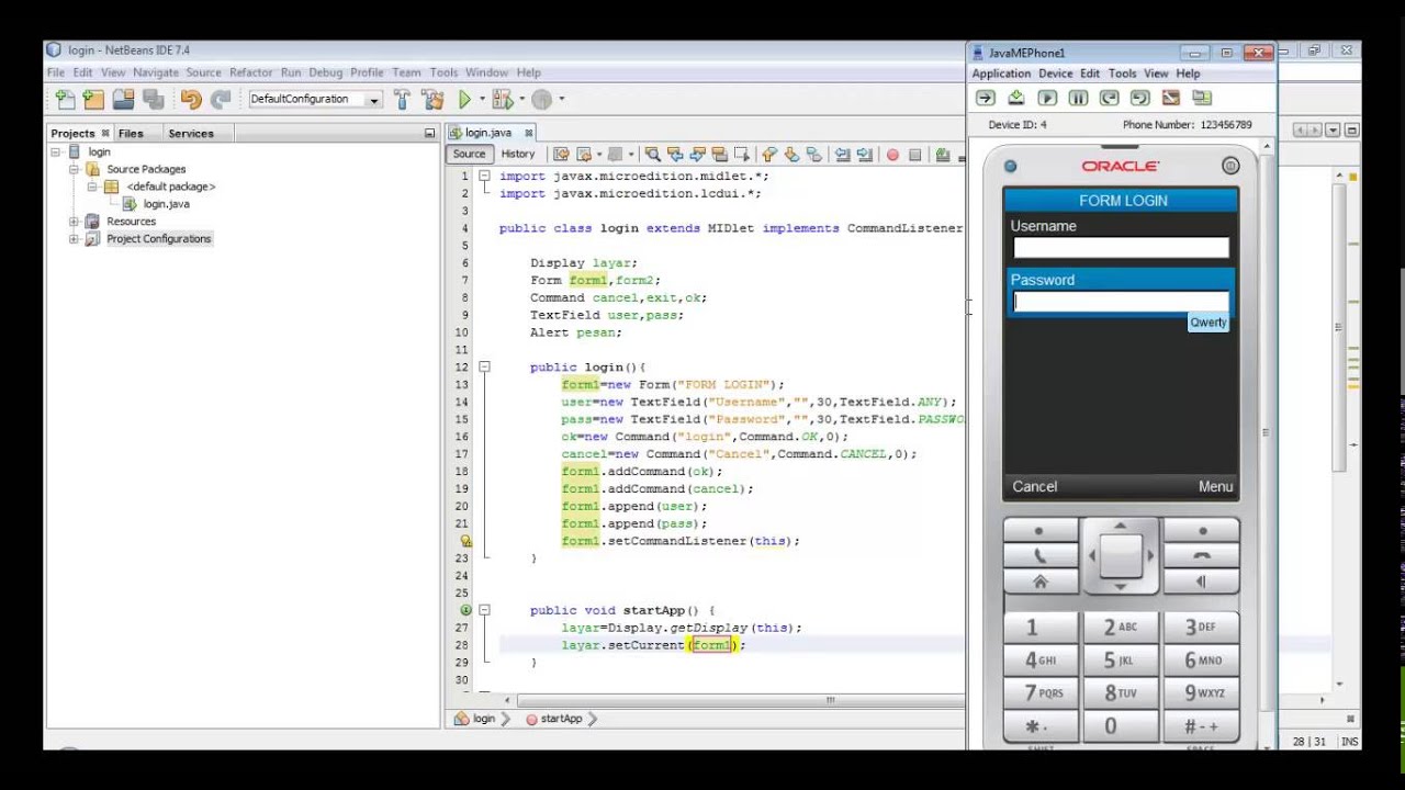 J2ME # login sederhana - YouTube