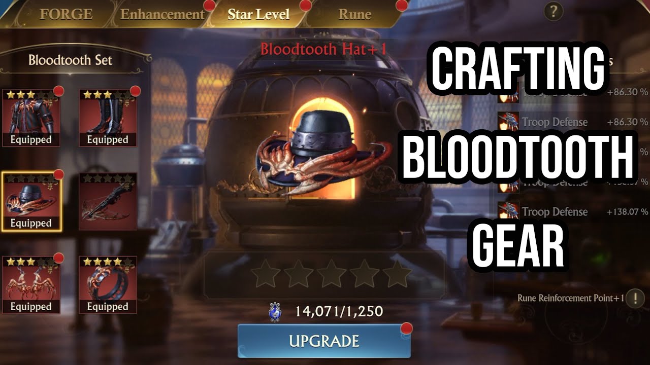 Guns of Glory - Crafting Bloodtooth equipment & Use of 580 Bloodtooth ...