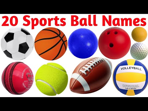 20 खेलों की गेंदों के नाम | Sports Ball Vocabulary Words for Kids Fun Learning English Hindi Video