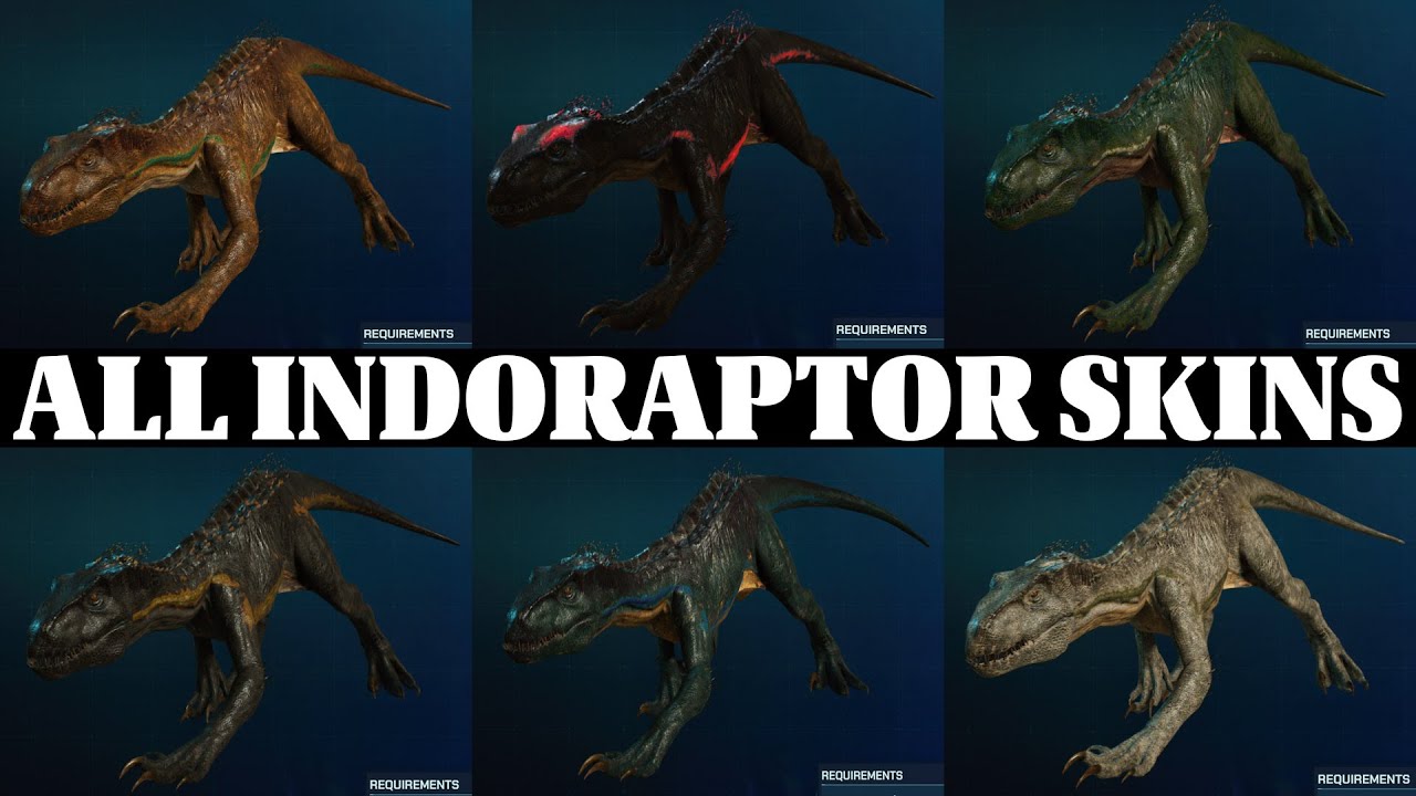 ALL INDORAPTOR SKINS in Jurassic World Evolution 3 | 4K Showcase 🦖 ...