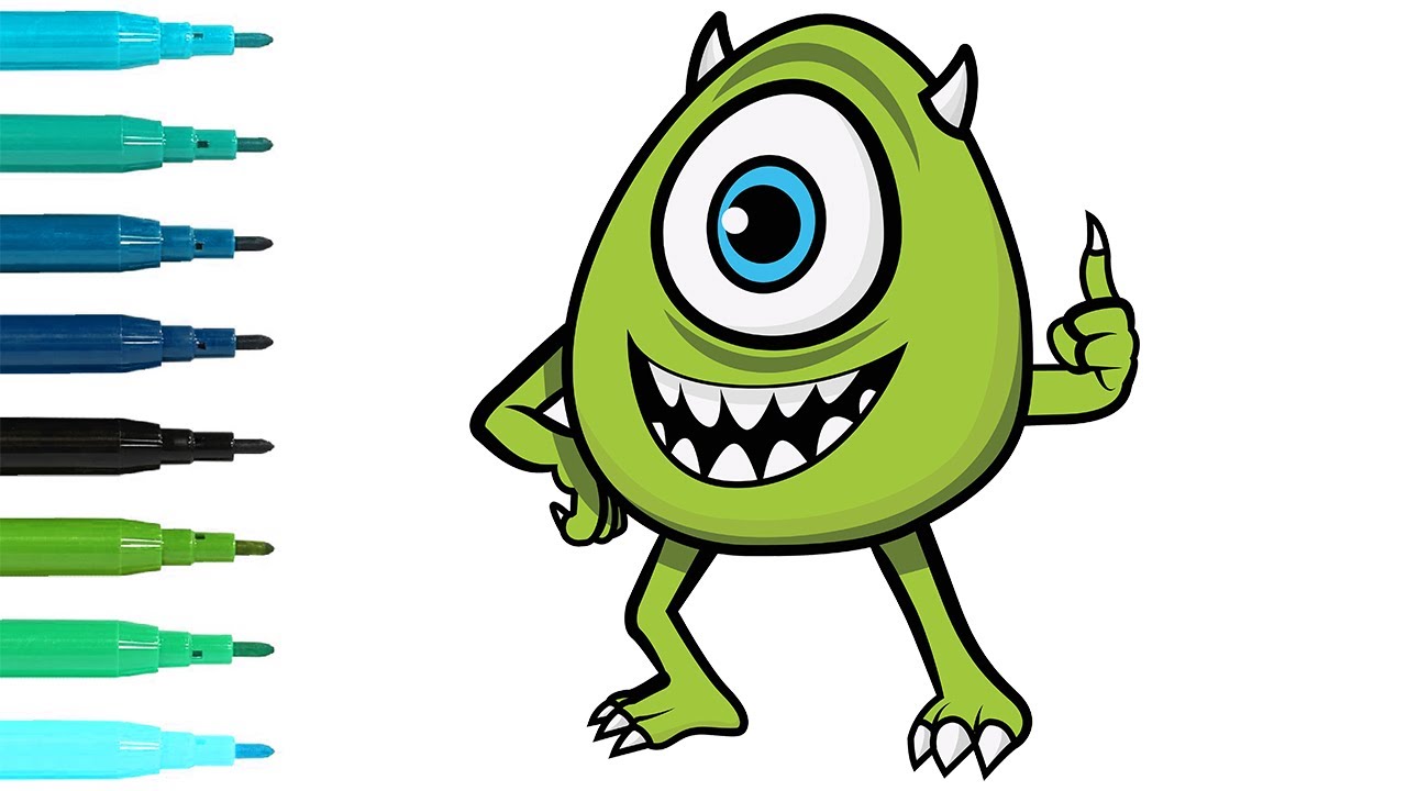 Mike Wazowski Drawing Tutorial | Monsters University Fan Art - YouTube