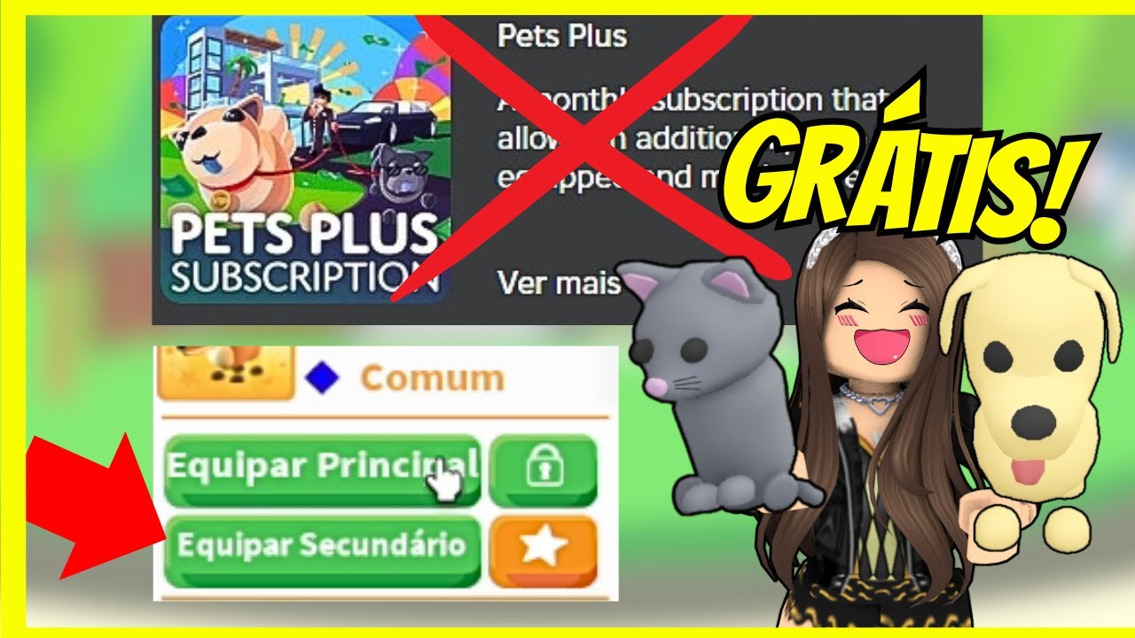 Como equipar 2 pets GRÁTIS sem PET PLUS no Adopt Me - YouTube