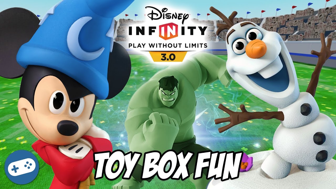 Mickey Mouse Hulk and Olaf Disney Infinity 3.0 Toy Box Fun Gameplay ...