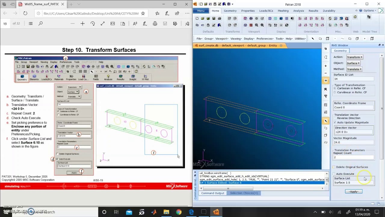 MSC Nastran Patran - Workshop 5 - Frame Surface Creation - YouTube