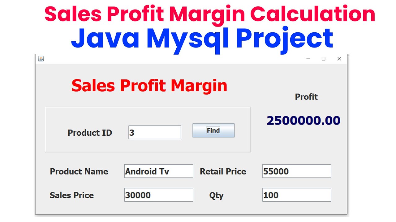 Sales Profit Margin Calculation Java Mysql Project - YouTube