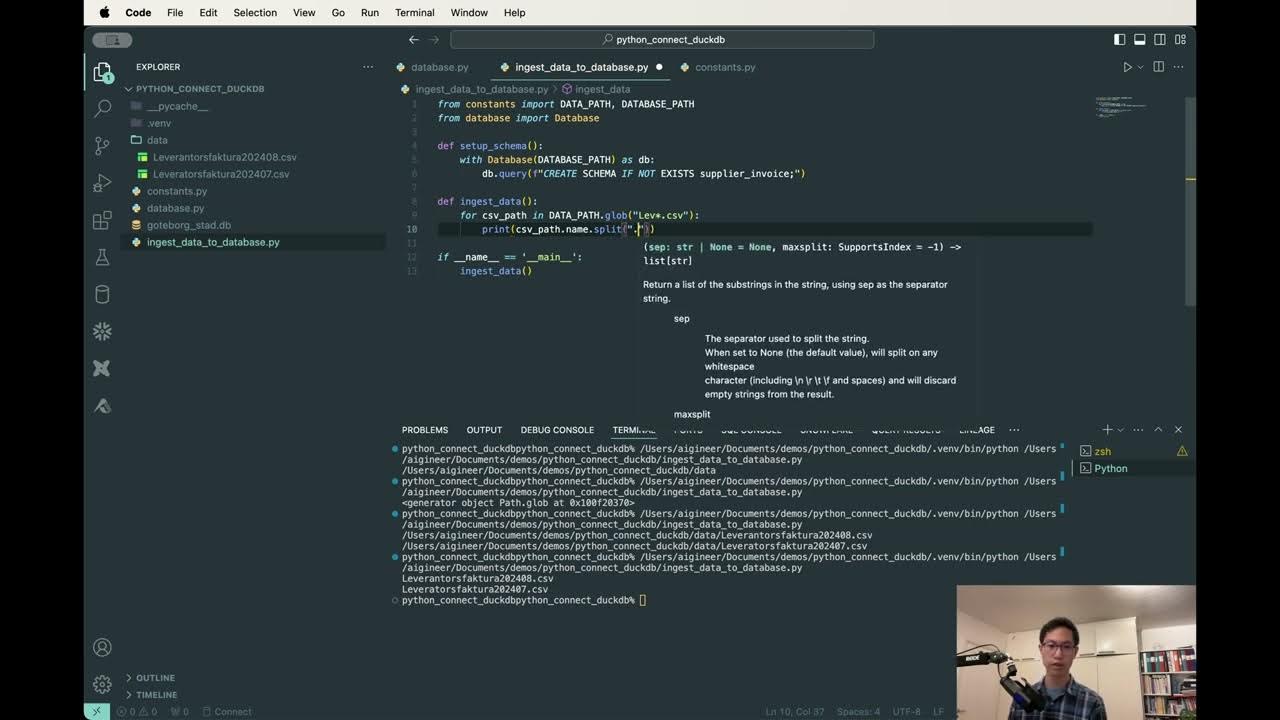 Connecting duckdb with Python part 2 (coding) - YouTube