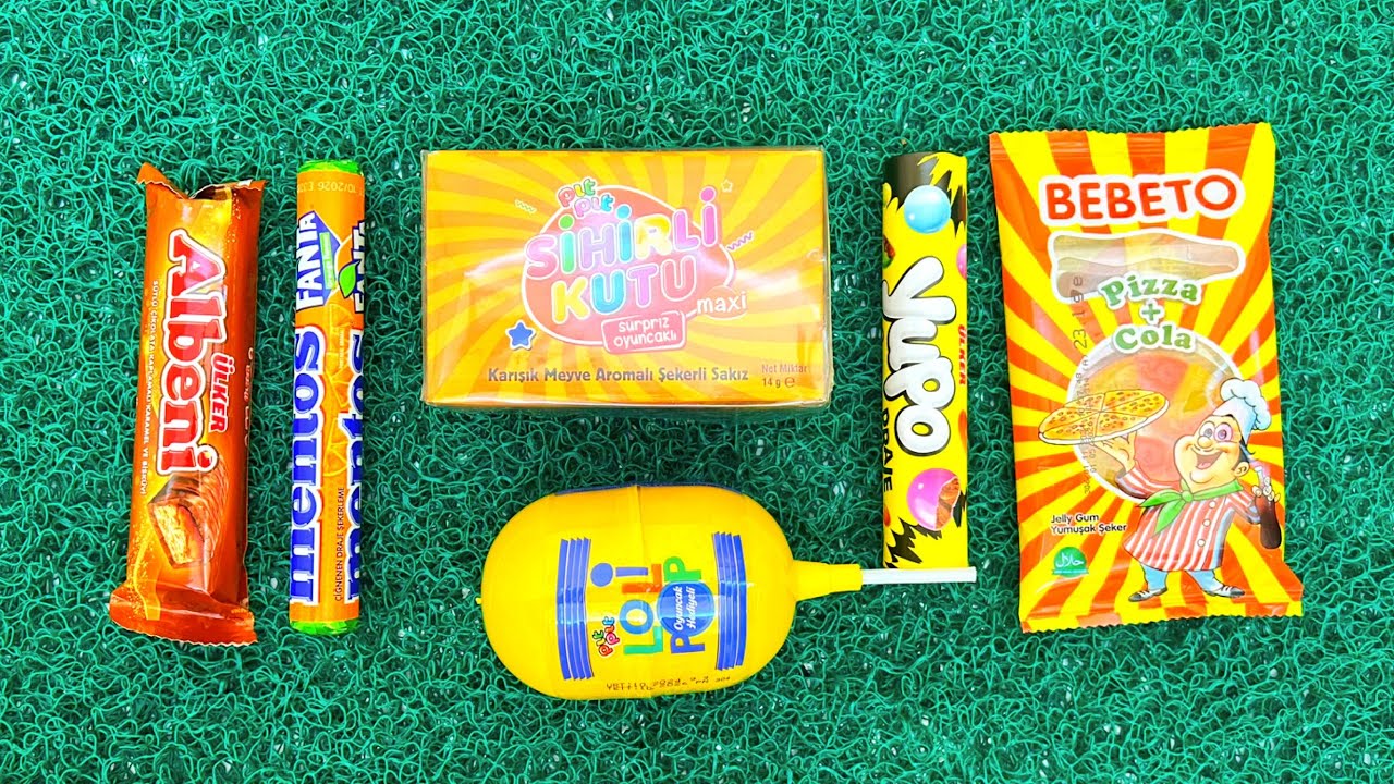 Satisfying yellow ASMR mukbang /oddly asmr candy eating /rainbow bonbon ...