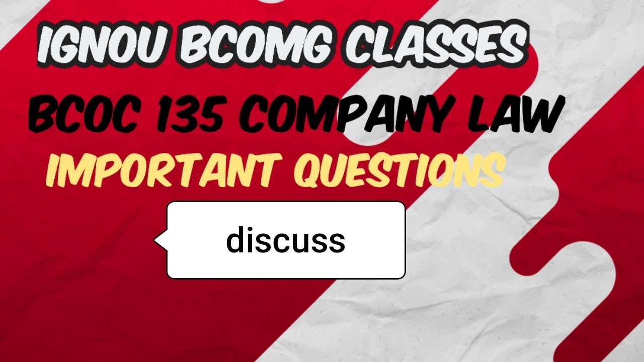IGNOU Company Law important questions for exams - YouTube