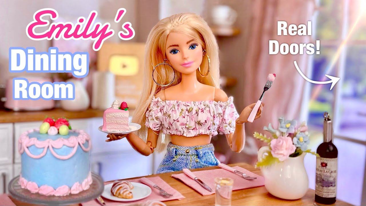 Emily’s NEW Dining Room! Making a Barbie Doll Room - Doors| Drawers ...