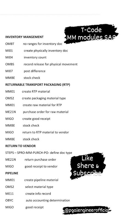 T code of MM module SAP#viralvedos #sap #sapclass #sapcourse #hana# ...