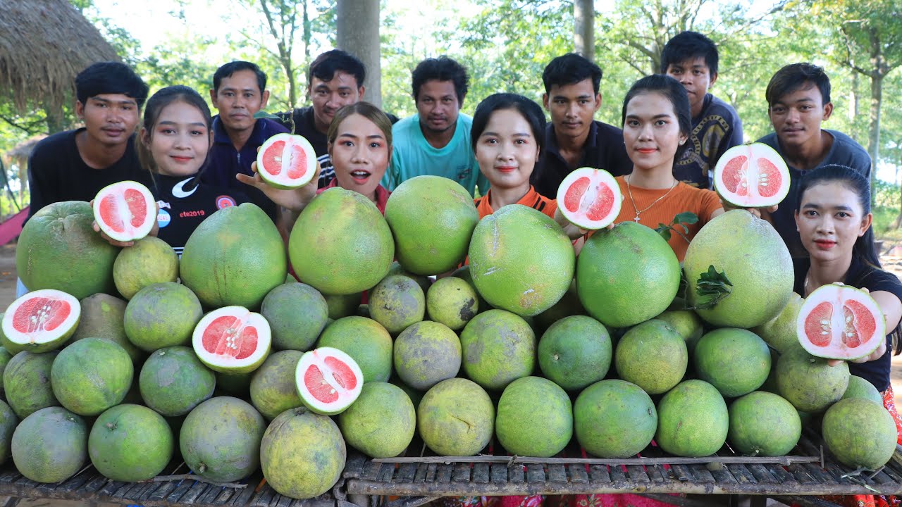 100 pomelos salad with pork cooking recipe in my village - Pomelo ...