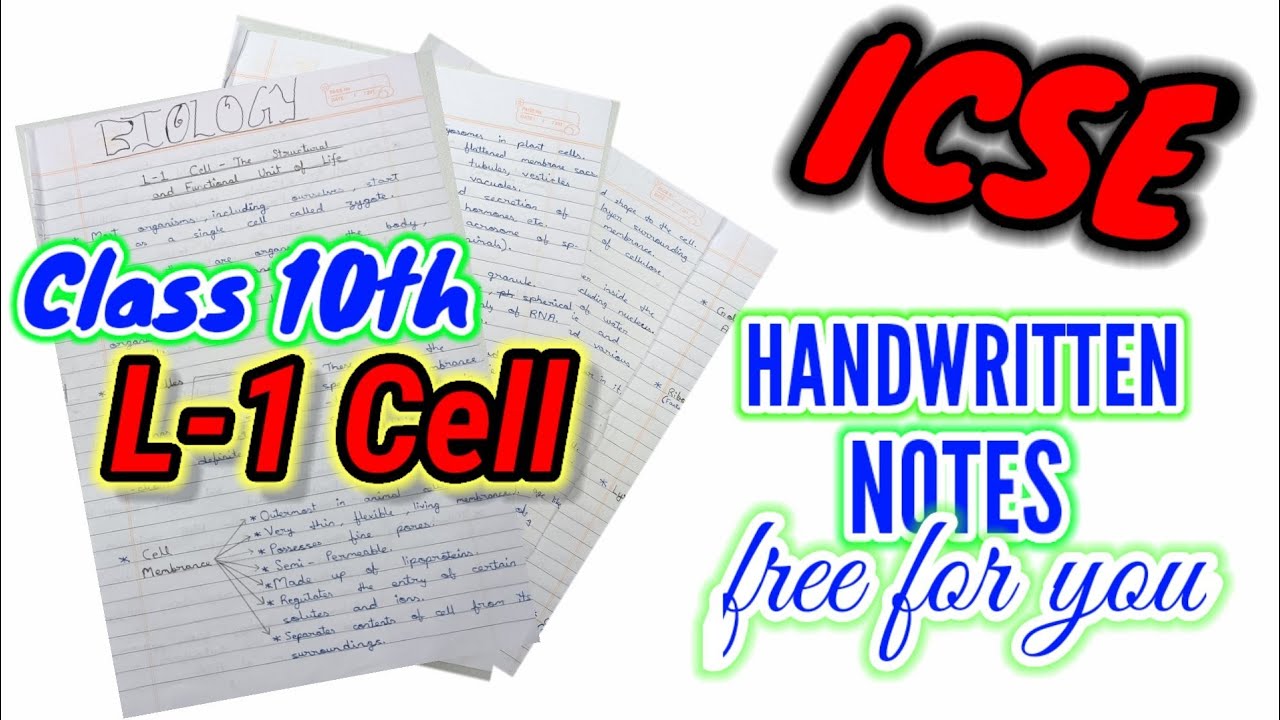 *NOTES* ICSE Class 10th Biology CH-1 CELL - THE STRUCTURAL & FUNCTIONAL ...