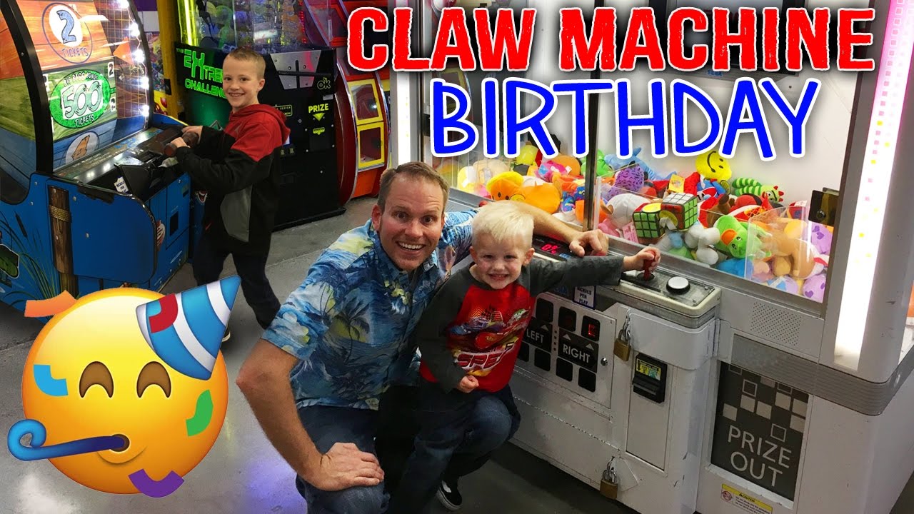 Birthday Party!! Giant Claw Machines & Arcade Games for Kids - YouTube