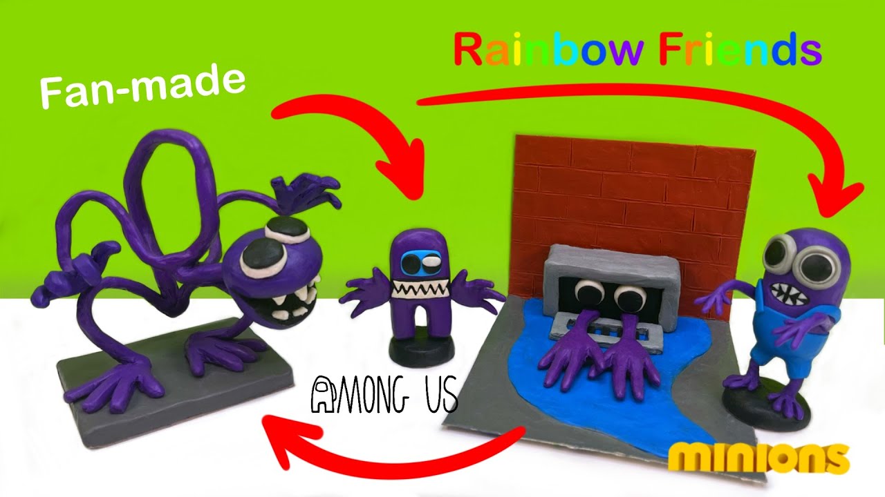 Purple Monster, Minion and Purple in Among Us Rainbow Friends Roblox ...