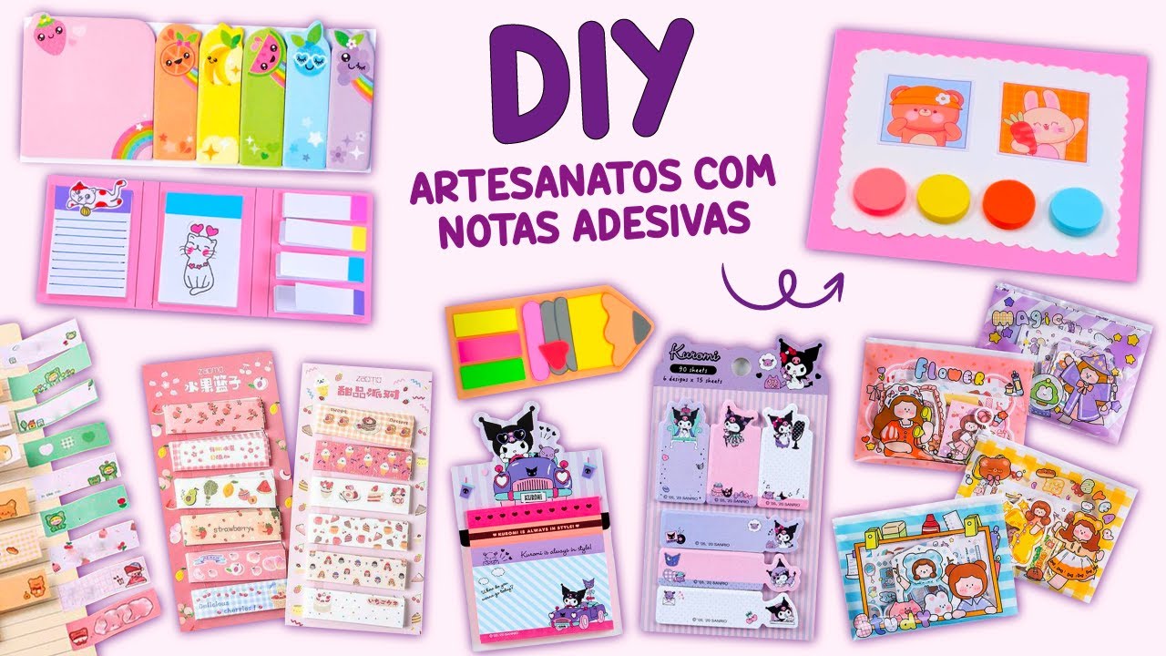 8 DIY NOTAS ADESIVAS - COMO FAZER NOTAS ADESIVAS - MATERIAL ESCOLAR ...