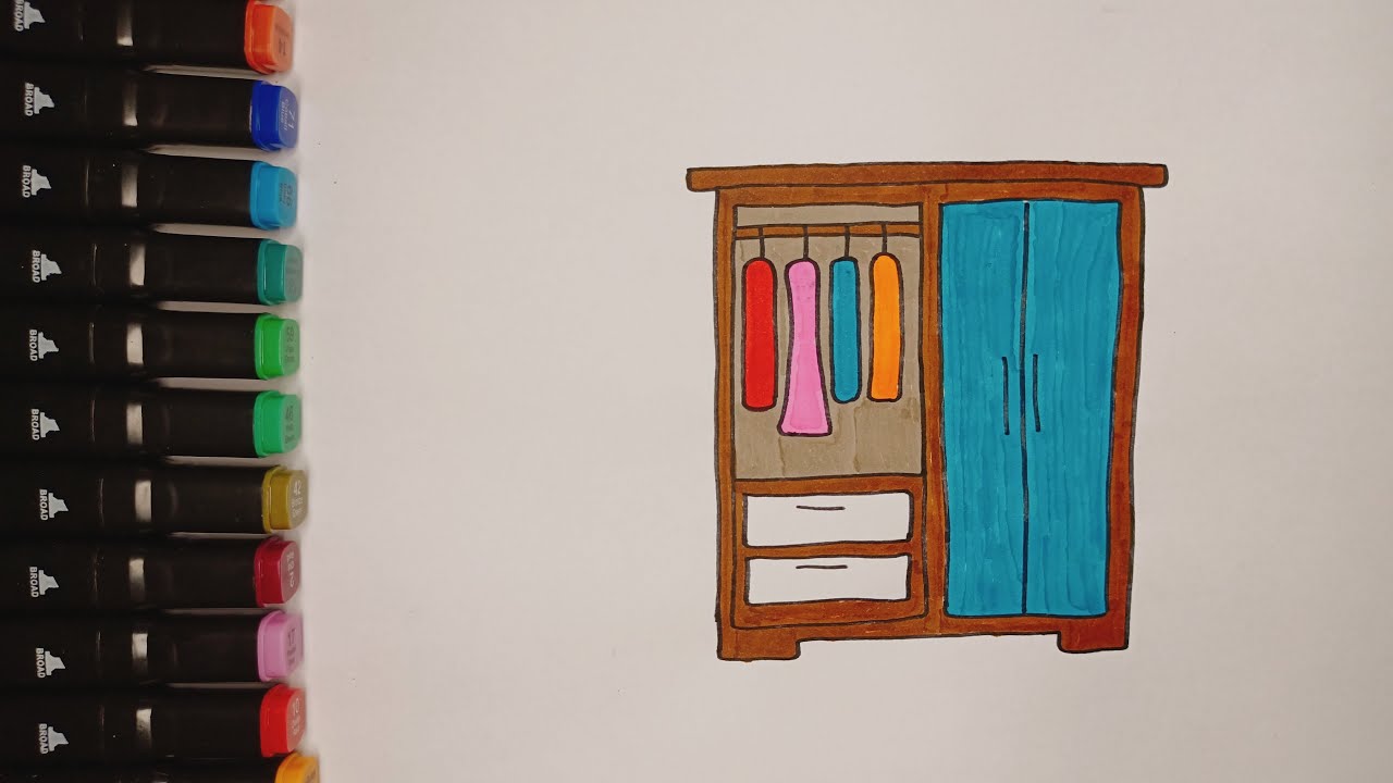 How To Draw Cupboard || Menggambar Dan Mewarnai Lemari - YouTube