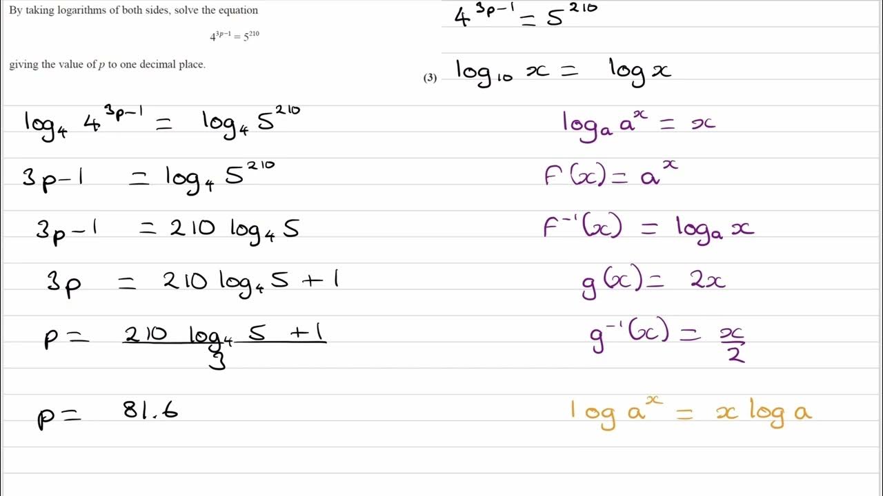 Exponentials & Logarithms Exam Questions - A Level Maths - Edexcel Pure Year 1 - Q3 (level 1 ...