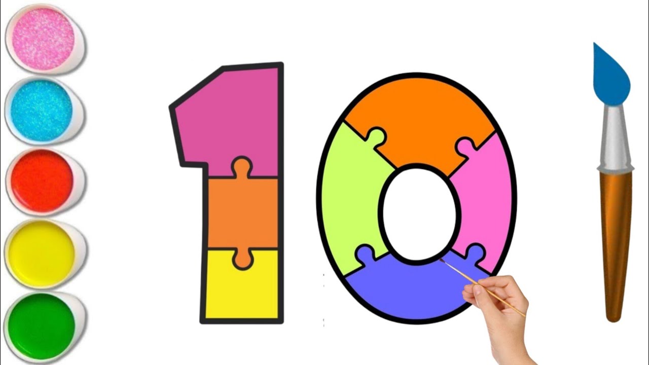 How to draw Number puzzle ten|Easy drawing|painting and coloring|Step ...
