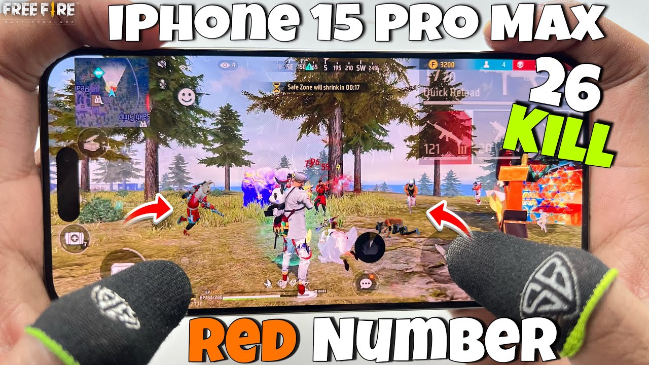 iPhone 15 Pro Max free fire 1 vs 4 gameplay best headshot with 3 finger ...