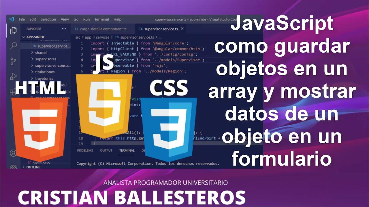 JavaScript como guardar objetos en una array y mostrar datos de un objeto en un formulario PARTE ...