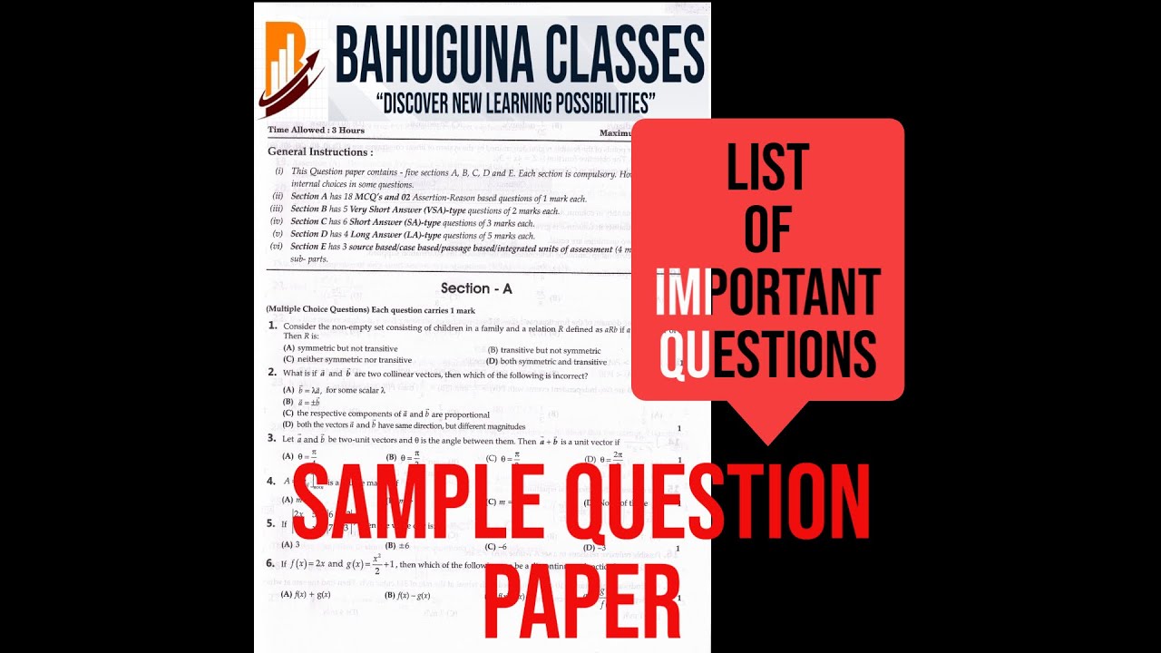 CBSE Class 10th Sample Question Paper Maths Solution || Imortant ...