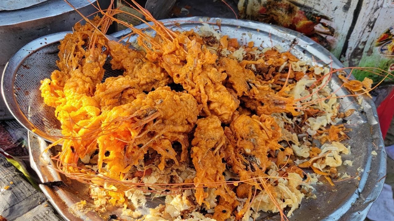 Chingri Fry Street Food | Prawns Fry Street Food | Shrimp Fry Street ...